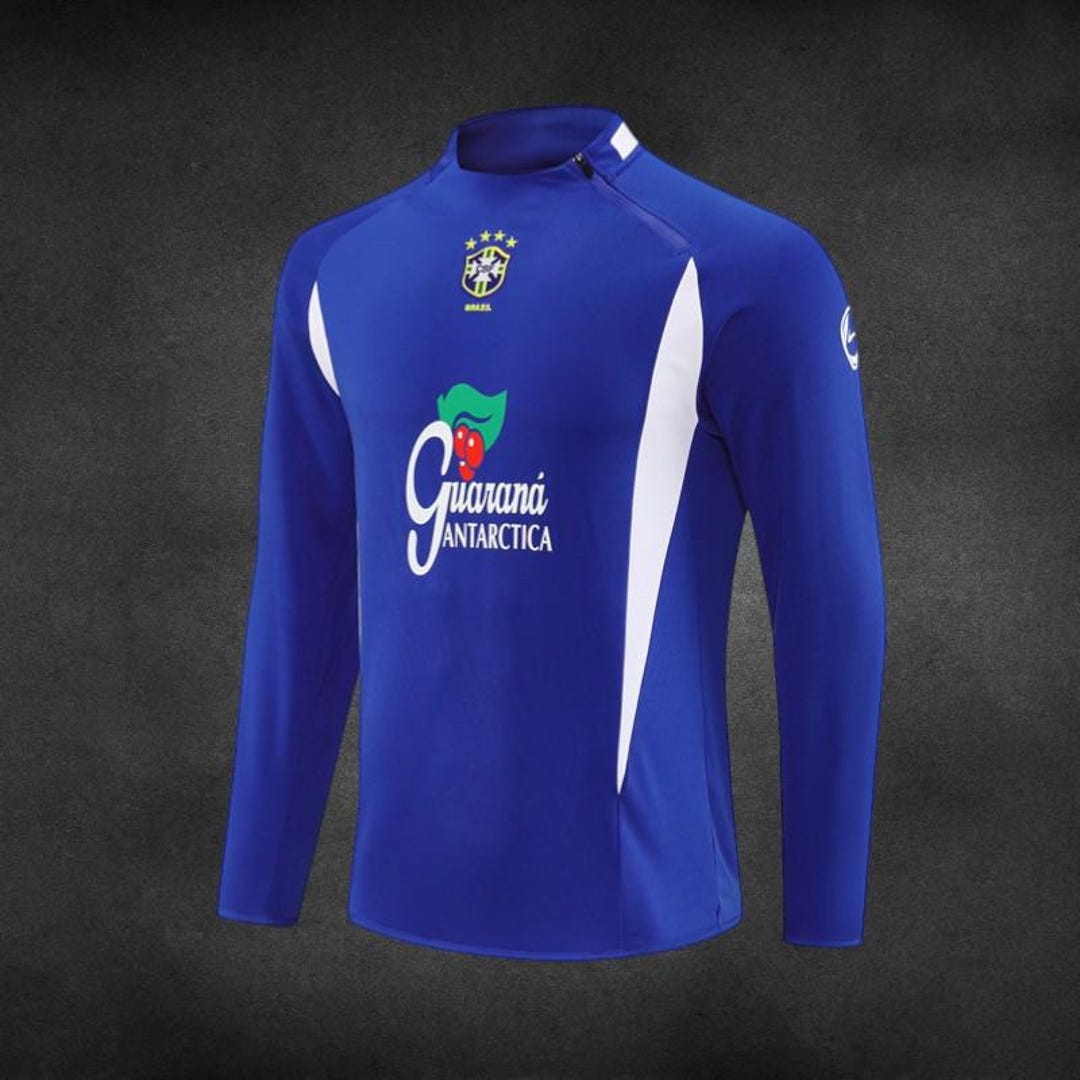Football Long Sleeves Top Kids and Adult - Brasil Blue and White Half ...