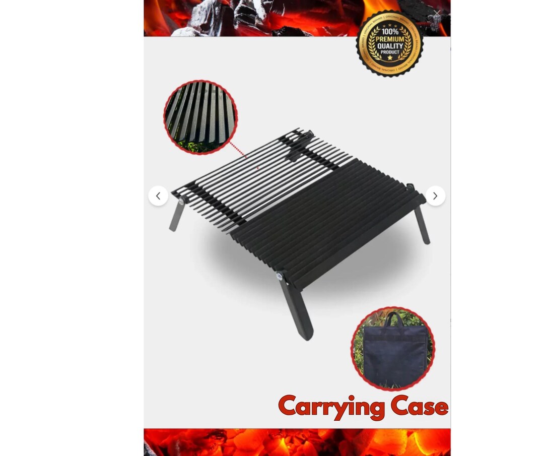 Portable Cast Iron BBQ Grill: Foldable Outdoor Cooker With Carrying ...