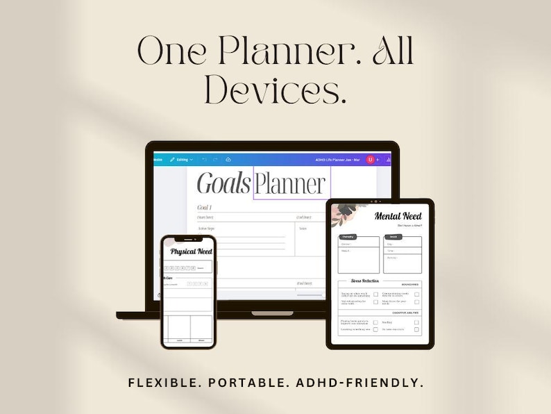 2026 ADHD Life Planner Editable Canva Template Printable Daily Planner ...