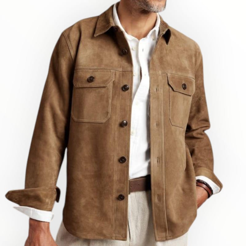 Suede Overshirt Tan Men - Etsy