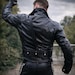 Men’s Brando Leather Biker Jacket With Quilted Panels & Side Laces - Etsy