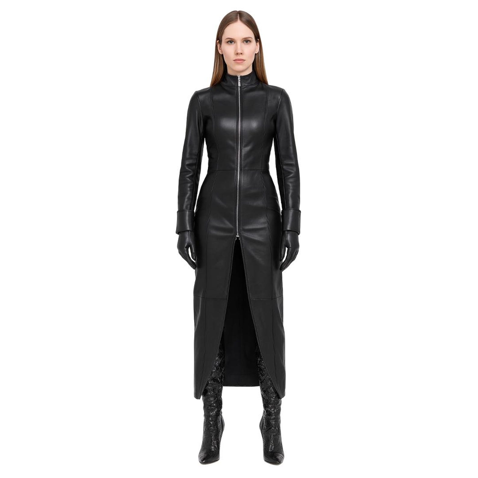 Women’s Leather Trench Coat – Long Duster With Corset Back Laces - Etsy