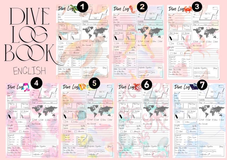 Printable Dive Log Book - Crab Theme | SCUBA DIVING - Etsy