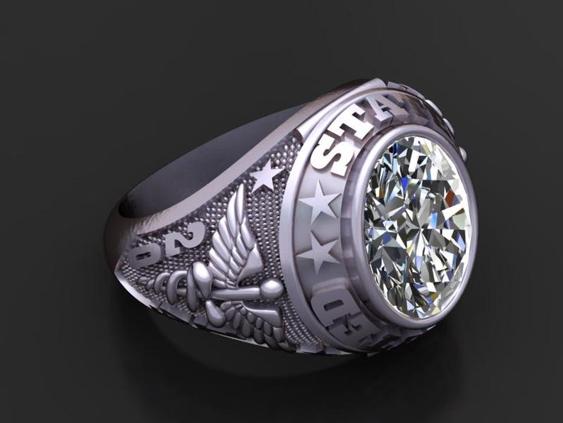 Military Signet Ring 3D Model: Gemstone Caduceus (digital Download, STL ...
