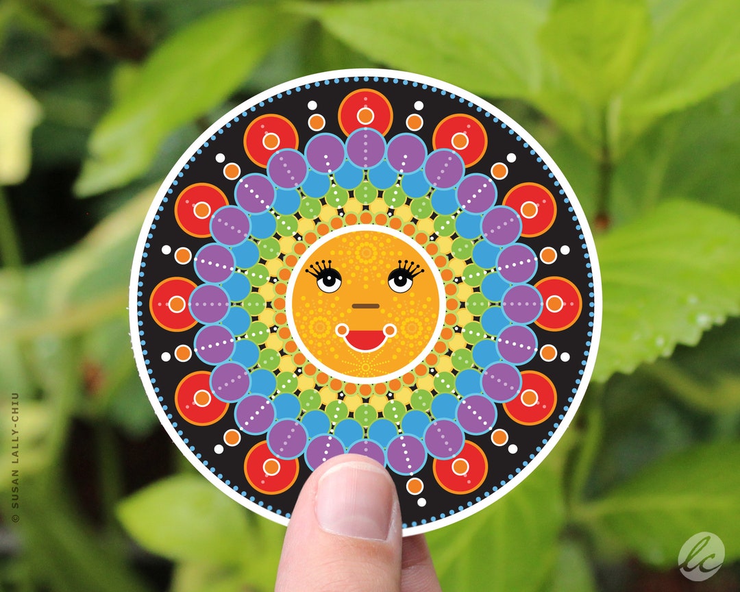 Colorful Sun Sticker, Celebration Sun Waterproof Sticker, Happy Sun ...