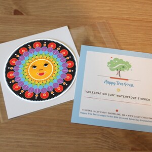 Colorful Sun Sticker, Celebration Sun Waterproof Sticker, Happy Sun ...