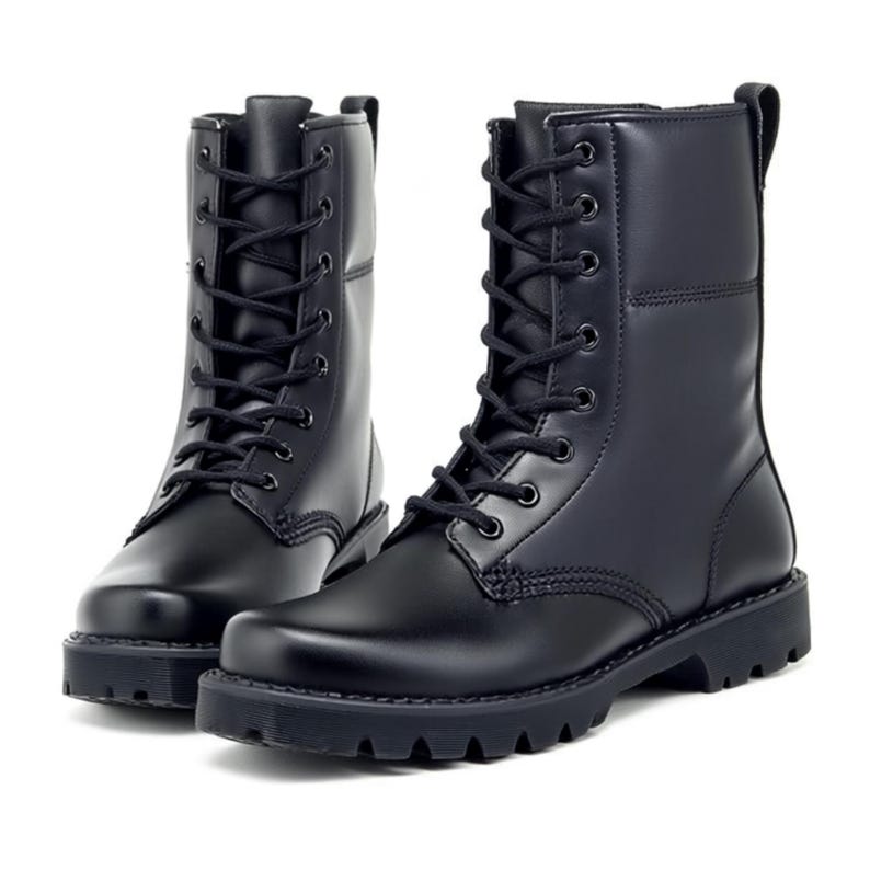 Black Tactical Leather Boots | Heavy-duty Lace-up Combat Footwear for ...