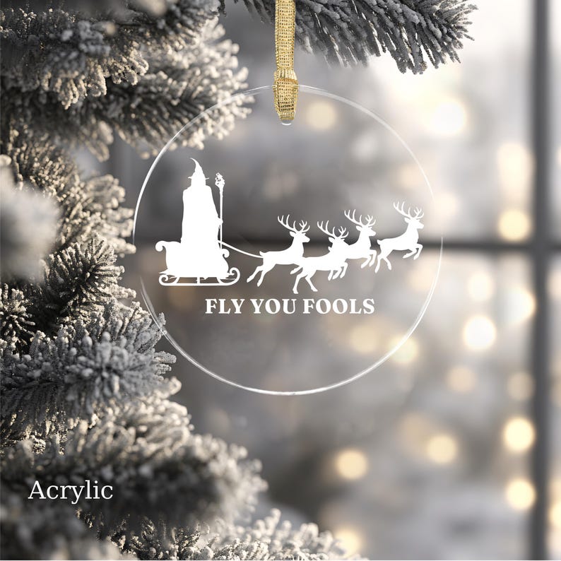 Fly You Fools Gandalf Santa Ornament, Funny LOTR Christmas Tree ...