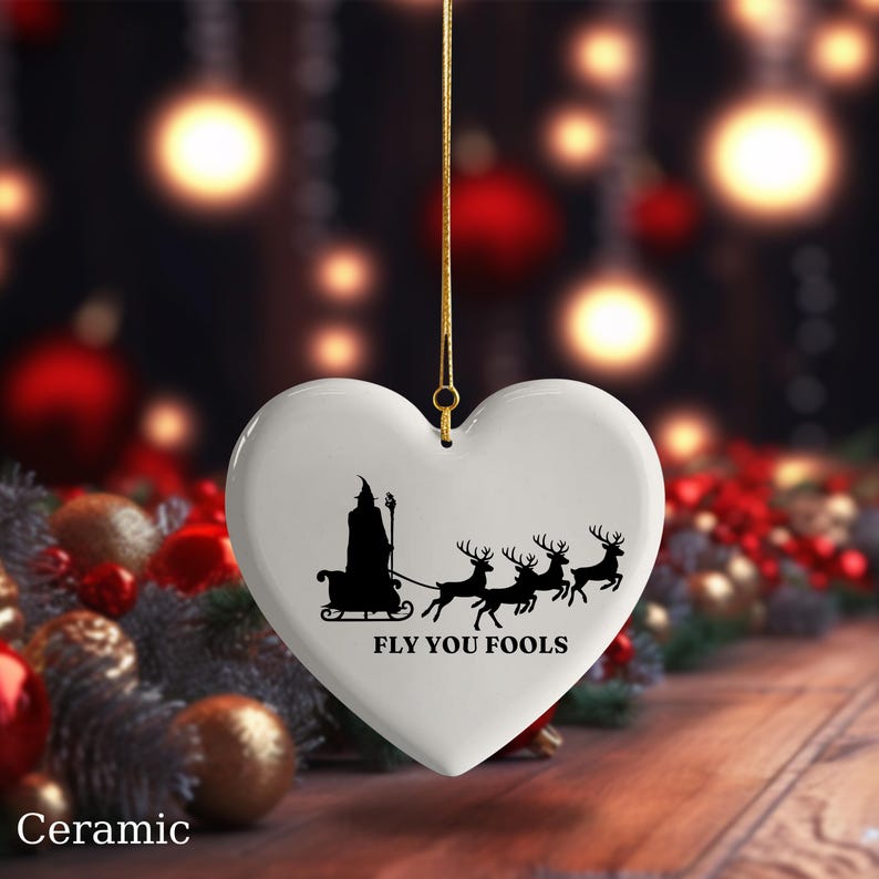 Fly You Fools Gandalf Santa Ornament, Funny LOTR Christmas Tree ...