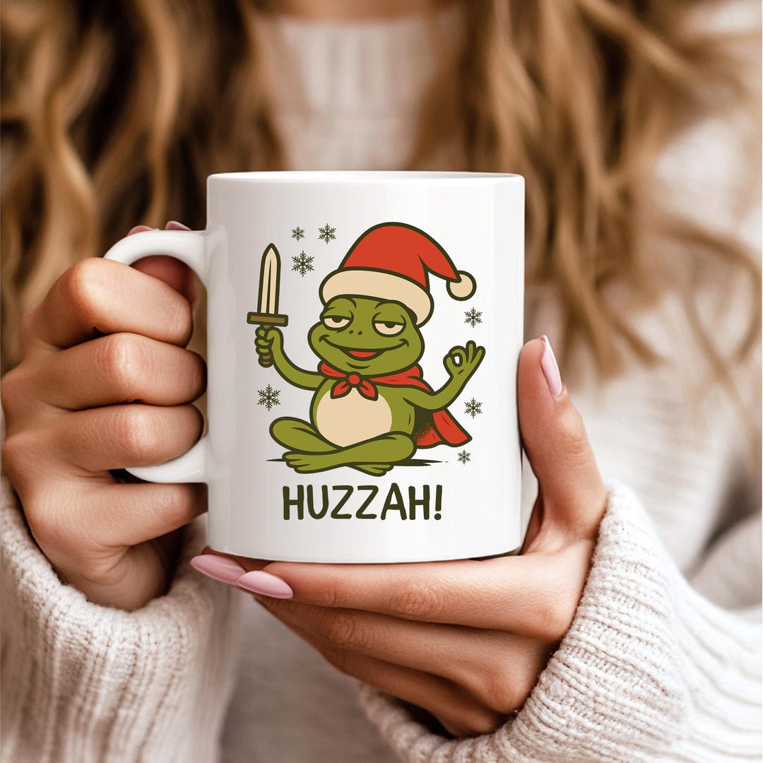 Huzzah Frog With Sword Coffee Mug, Medieval Frog Mug, Funny Dnd Mug ...