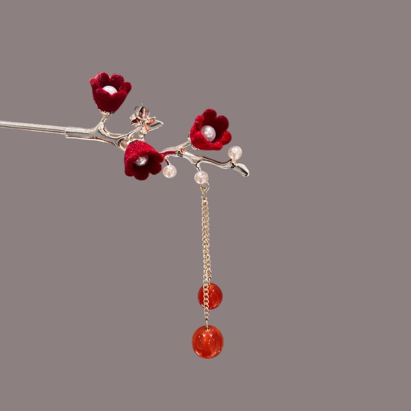 Red Rose Bridal Hair Pins - Etsy
