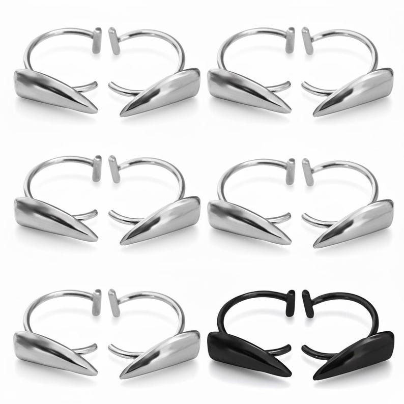 Gothic Vampire Fang Lip Cuffs, Stainless Steel Non-piercing Jewelry ...