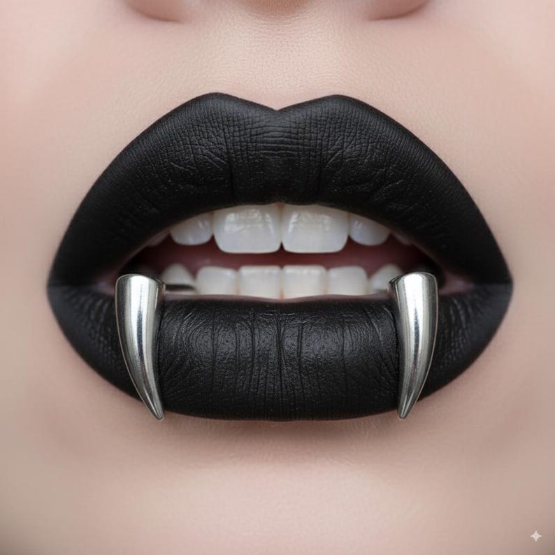 Vampire Fang Lip Cuffs - Non-piercing Gothic Fangs | Edgy Lip Jewelry ...
