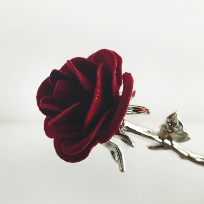 Velvet Red Rose Hair Pin, Gold Hanfu Hair Stick - Etsy