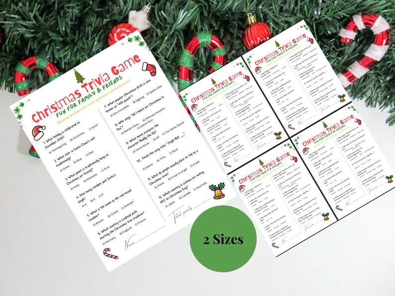 Christmas Trivia Game Printable Fun Holiday Party Game for Family ...