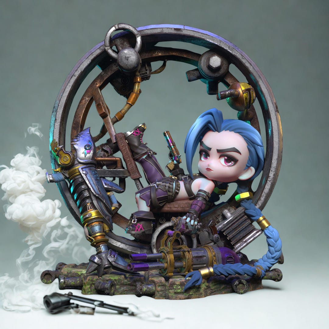 Modelo STL inspirado en Chibi Jinx / Estatua de chica punk imprimible ...