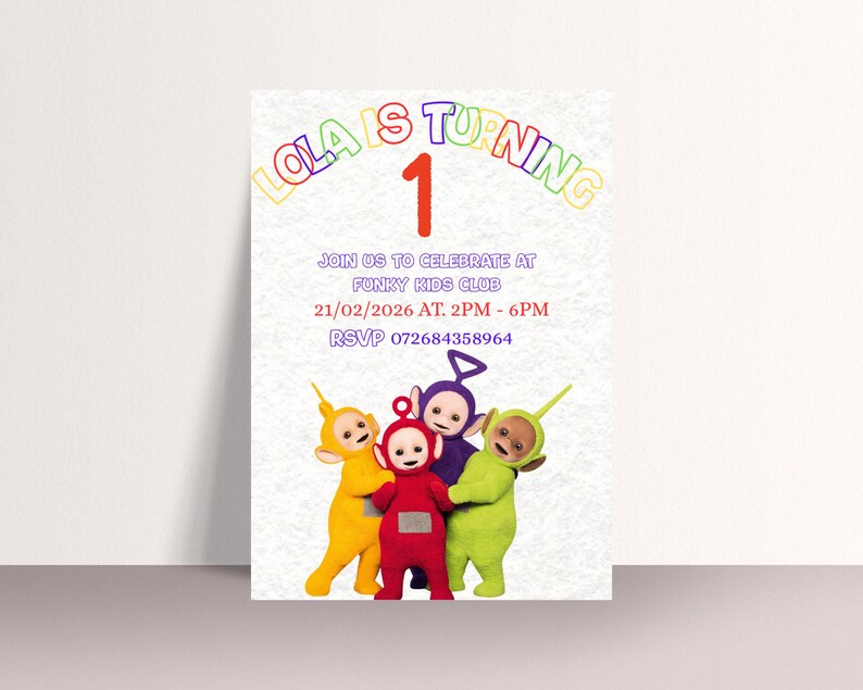 Colorful Teletubbies Birthday Invitation – DIY Editable File" - Etsy