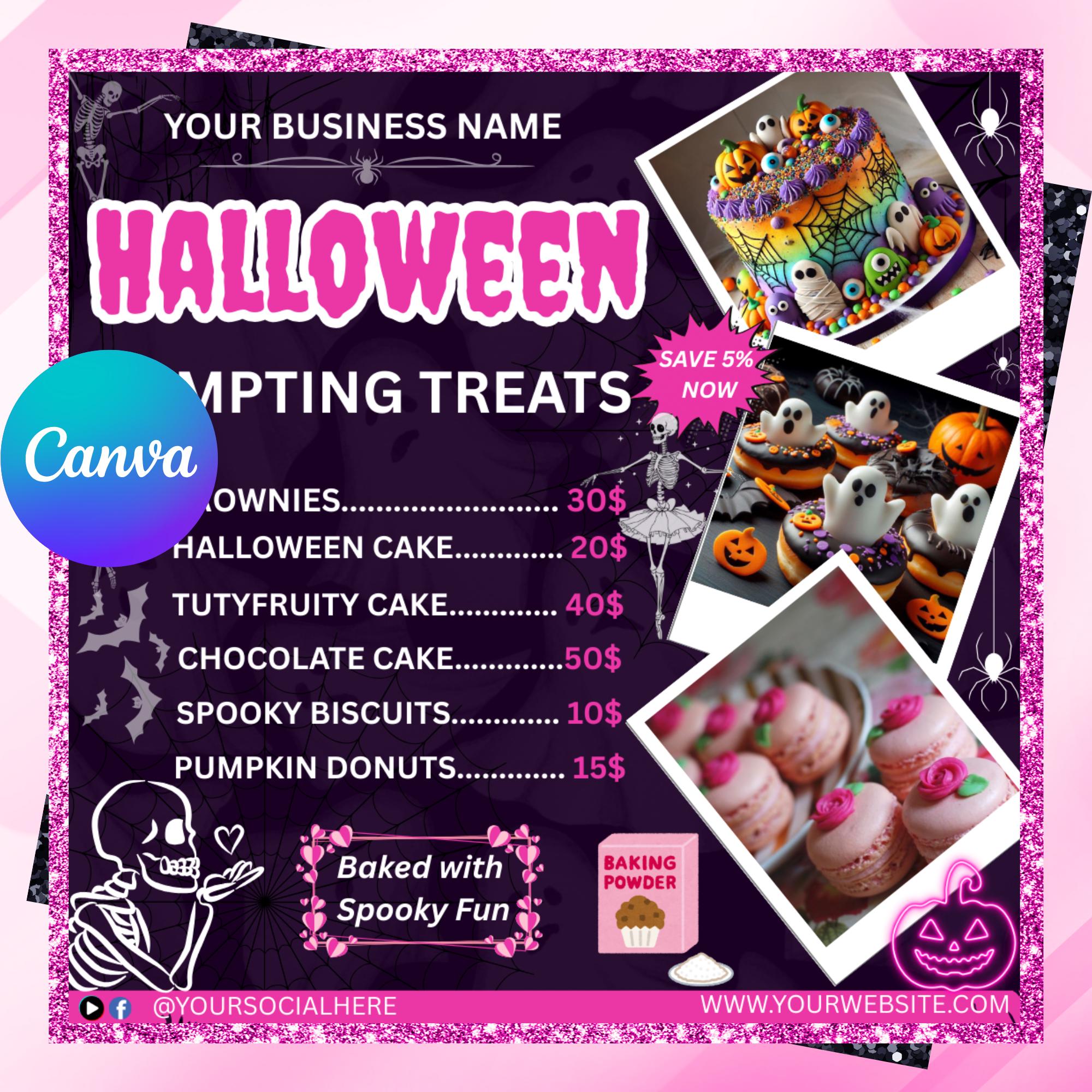 Halloween Bake Sale Flyer, Bakery Poster, Halloween Dessert Flyer ...