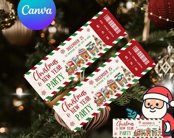 Christmas Party Ticket, Event Ticket Pintables, Editable Event Tickets ...