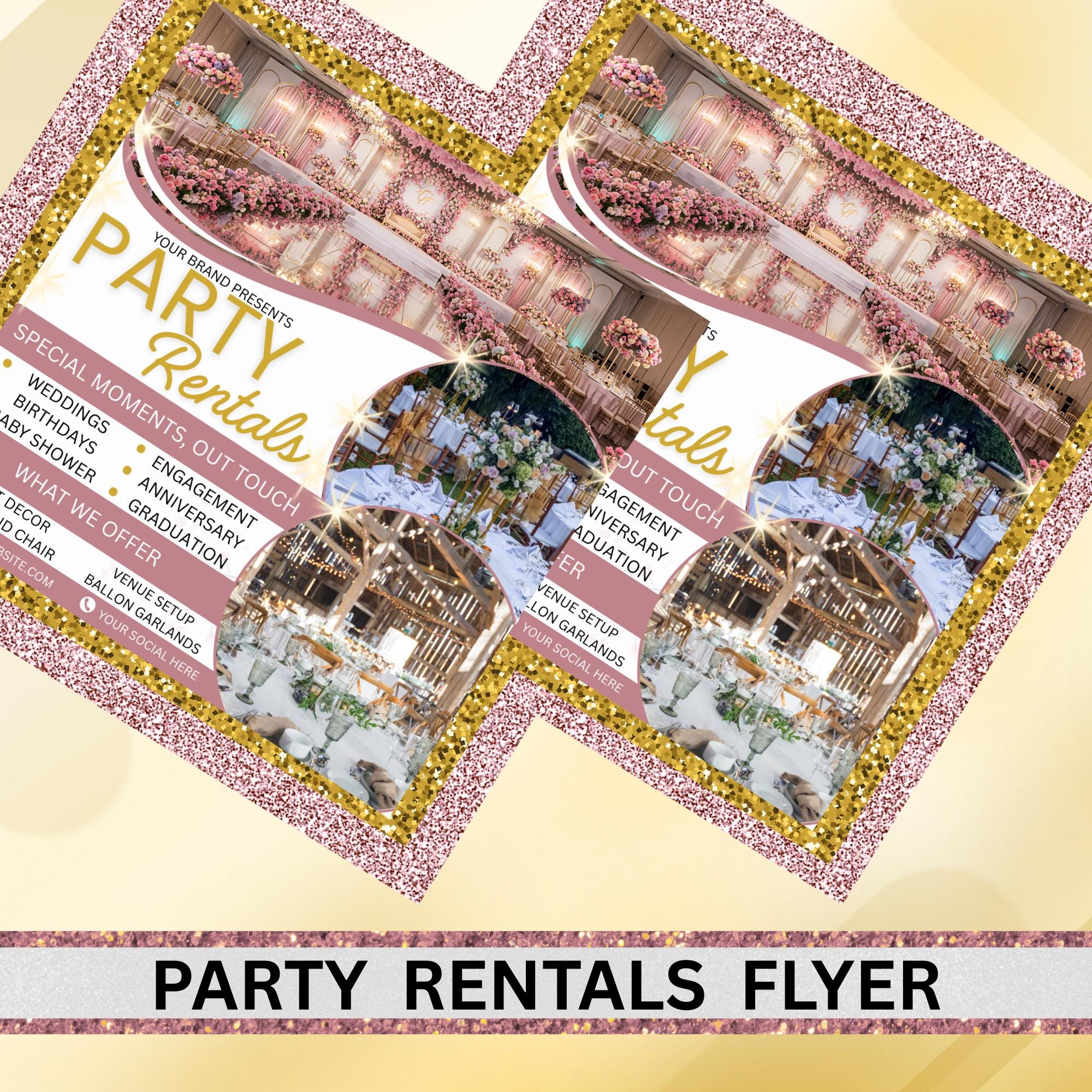 Party Rentals Flyer Template: Editable Canva Design (digital Download ...