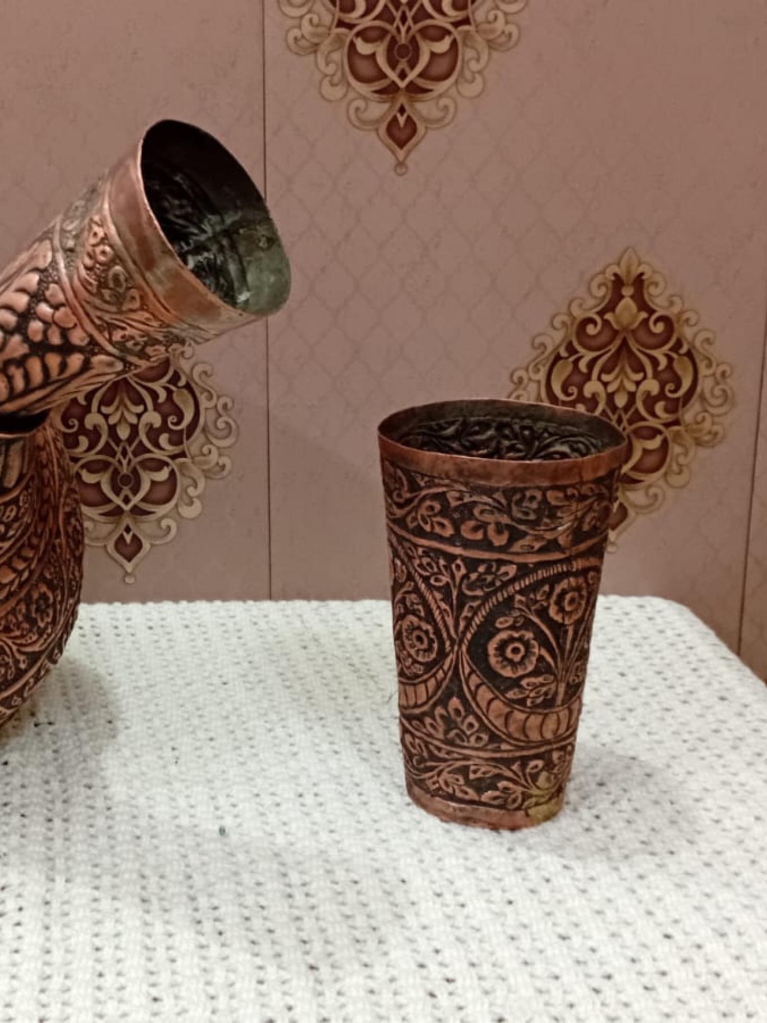 Antique Brass Mughal Surahi: Royal Indian Water Pitcher, Hand Engraved ...