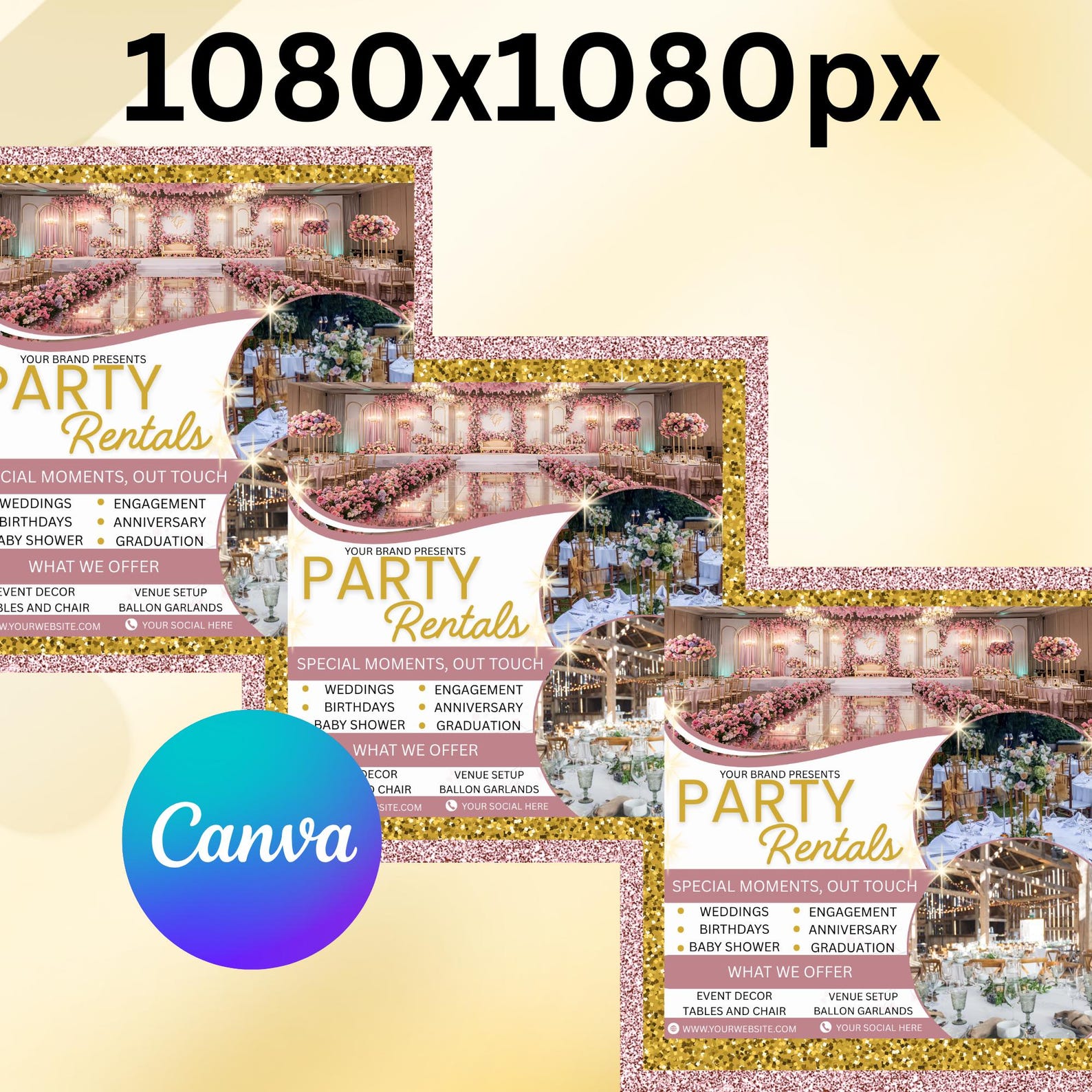 Party Rentals Flyer Template: Editable Canva Design (digital Download ...