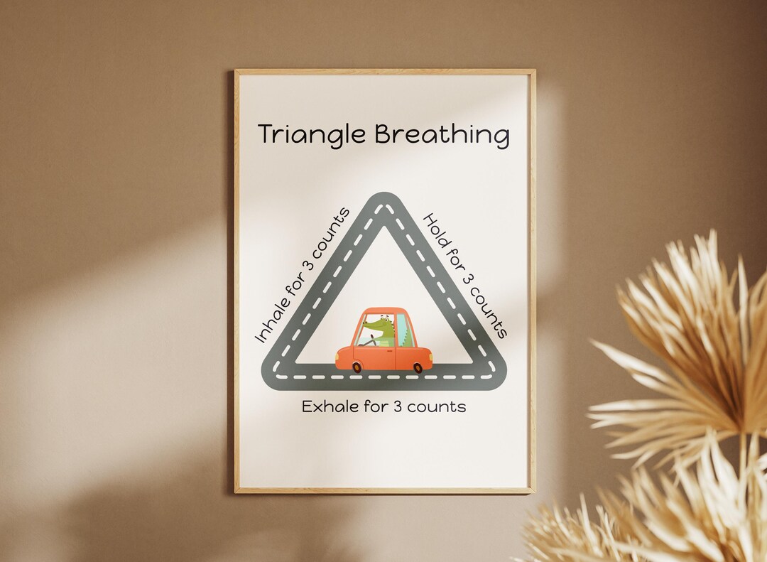 Triangle Breathing Poster for Kids • Mindful Calming Corner Wall Art ...