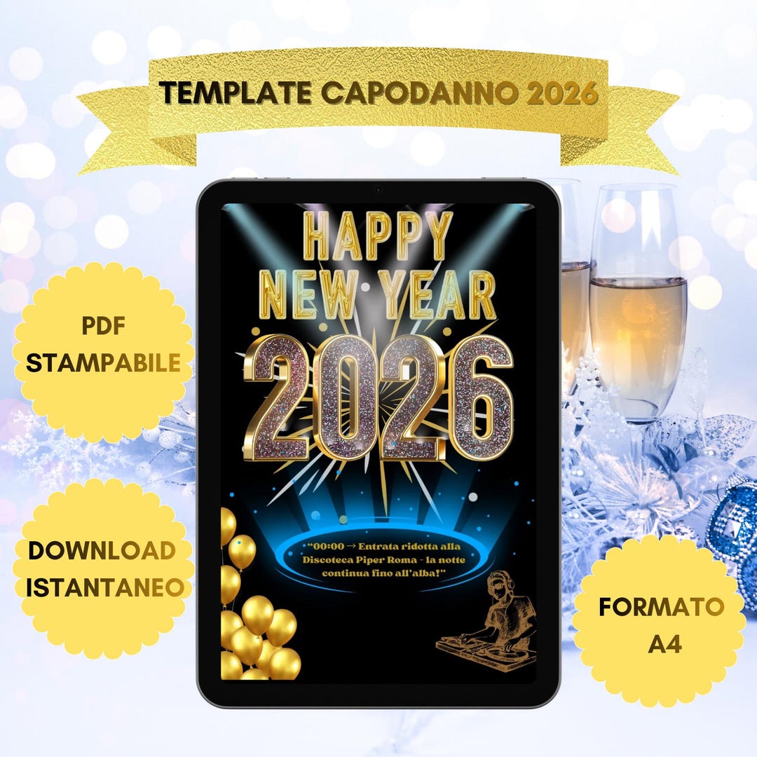 Template Canva Capodanno 2026 – Invito Festa Discoteca Oro E Glitter | Volantino Digitale ...