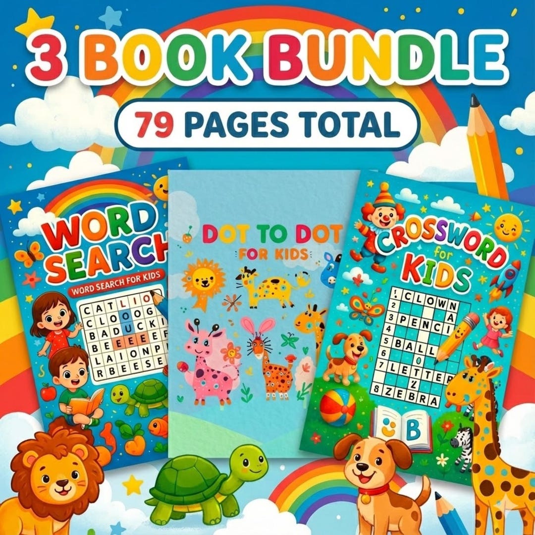 Kids Activity Book 3 in 1 Printable PDF Educational Workbook Word ...