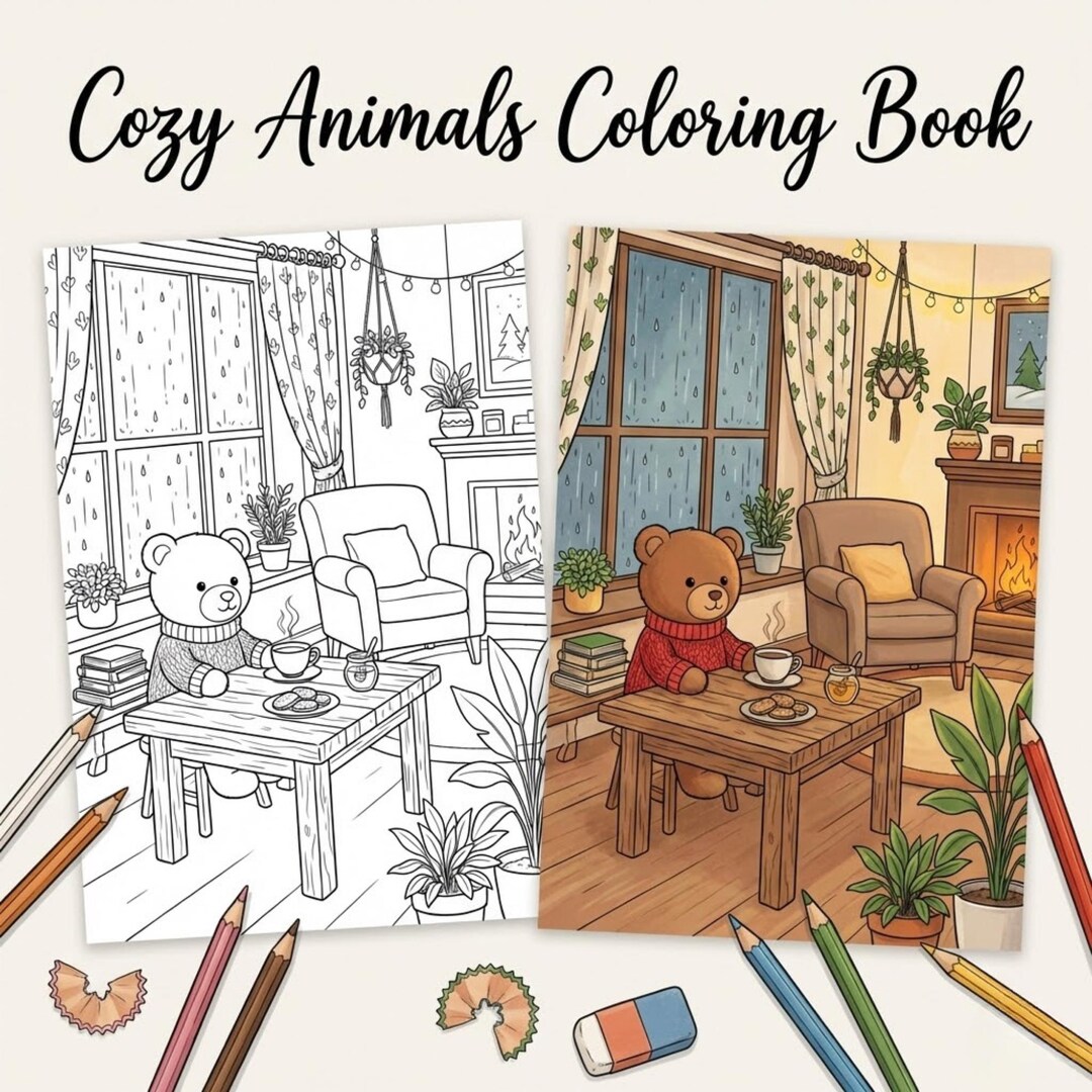 Cozy Coloring Book With Animals Cozy Coloring Pages and Warm Cozy ...