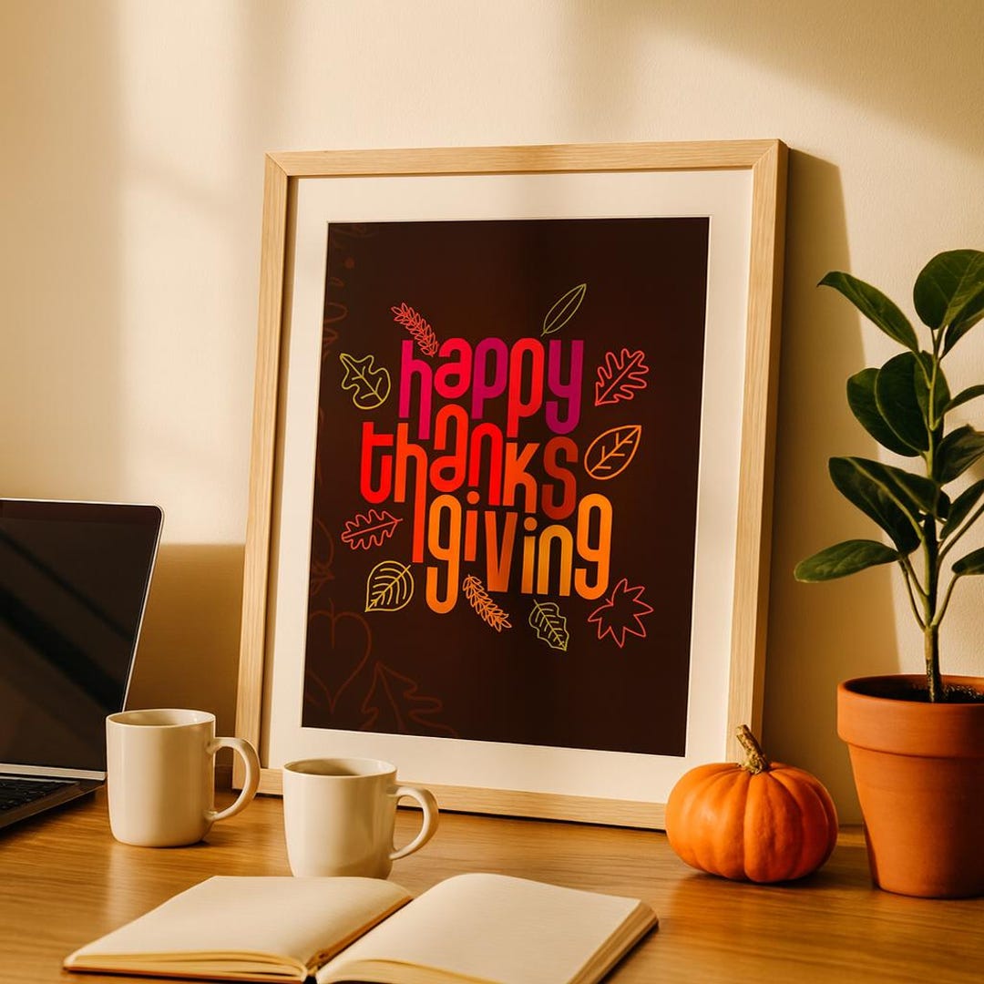 Happy Thanksgiving Digital Poster | Thanksgiving Typography ...