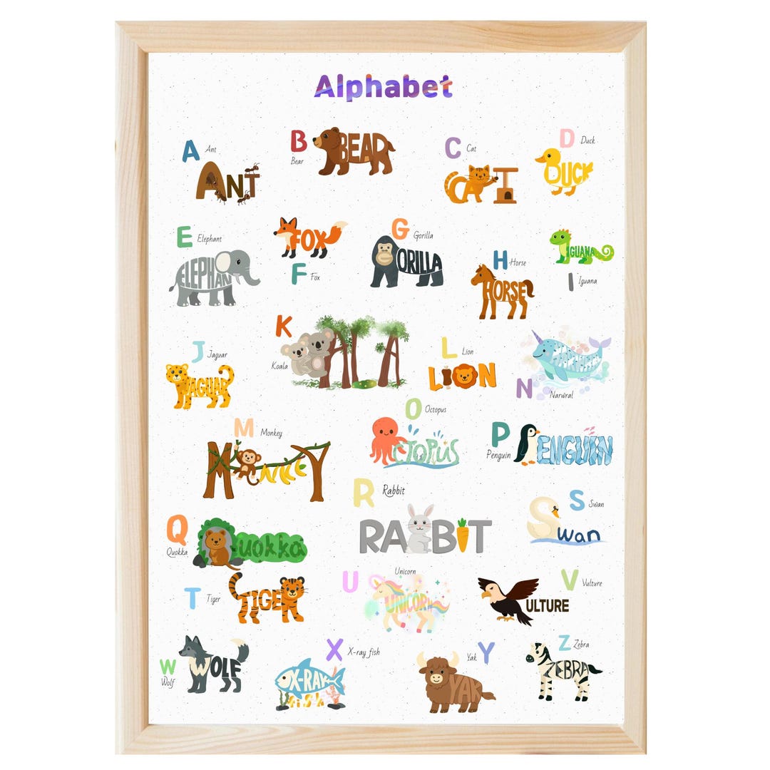 Alphabet Animal Poster A–Z | Kids Educational Wall Art | Classroom ...