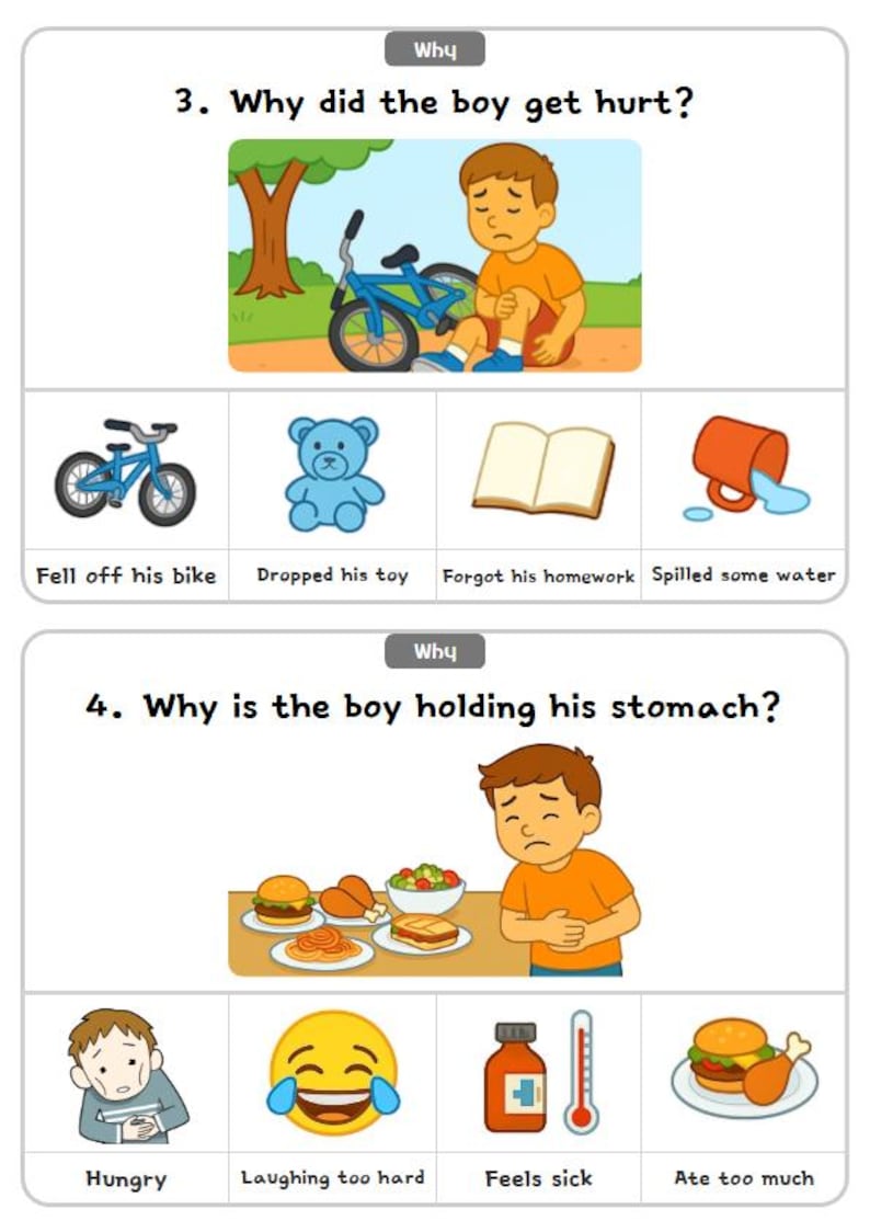 WHY Questions Task Cards – 30 Printable Cards – Speech Therapy, ESL ...