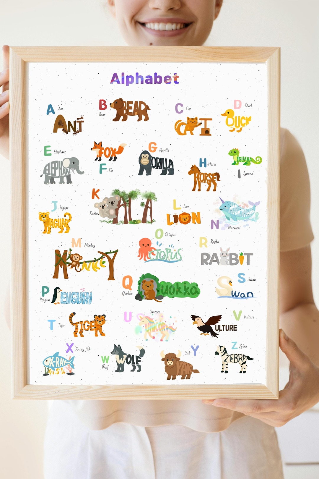 Alphabet Animal Poster-a to Z Educational Wall Art + PNG Files - Etsy