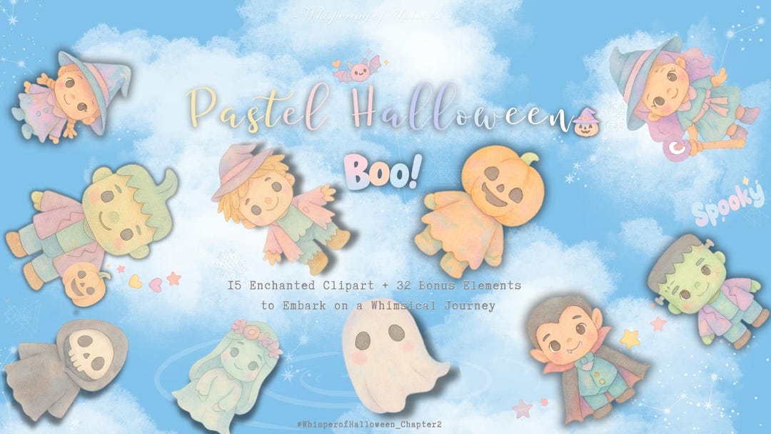 Pastel Halloween Ghost Clipart | Kawaii Spooky PNG | Ghost Character ...