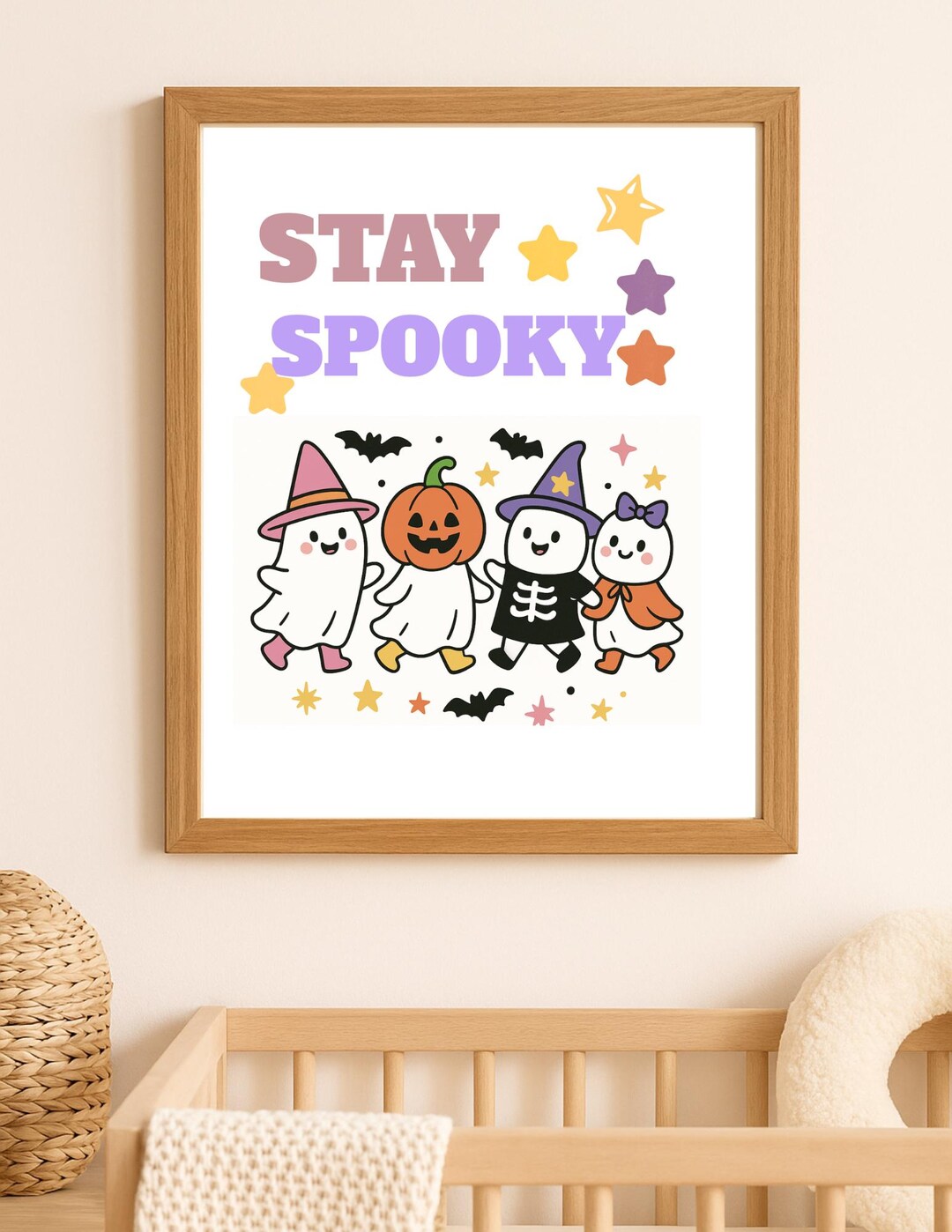 Stay Spooky Halloween Wall Art Printable | Ghost Pumpkin Bat Star ...