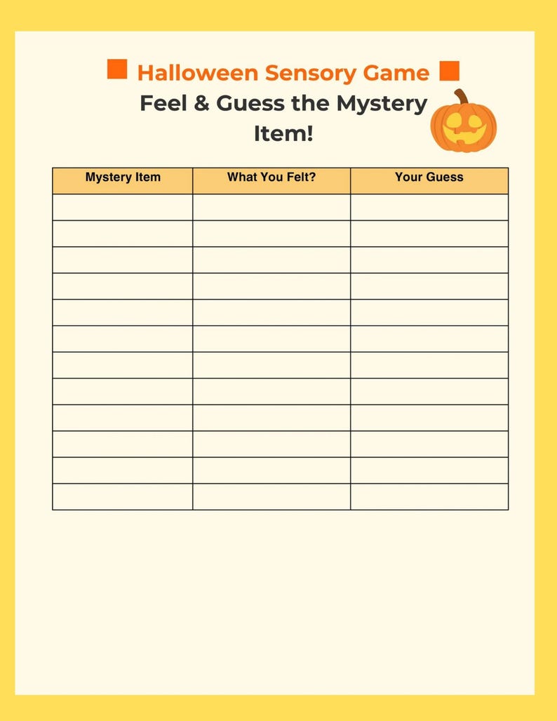 Halloween Sensory Game: Spooky Printable Activity for Kids (PDF ...