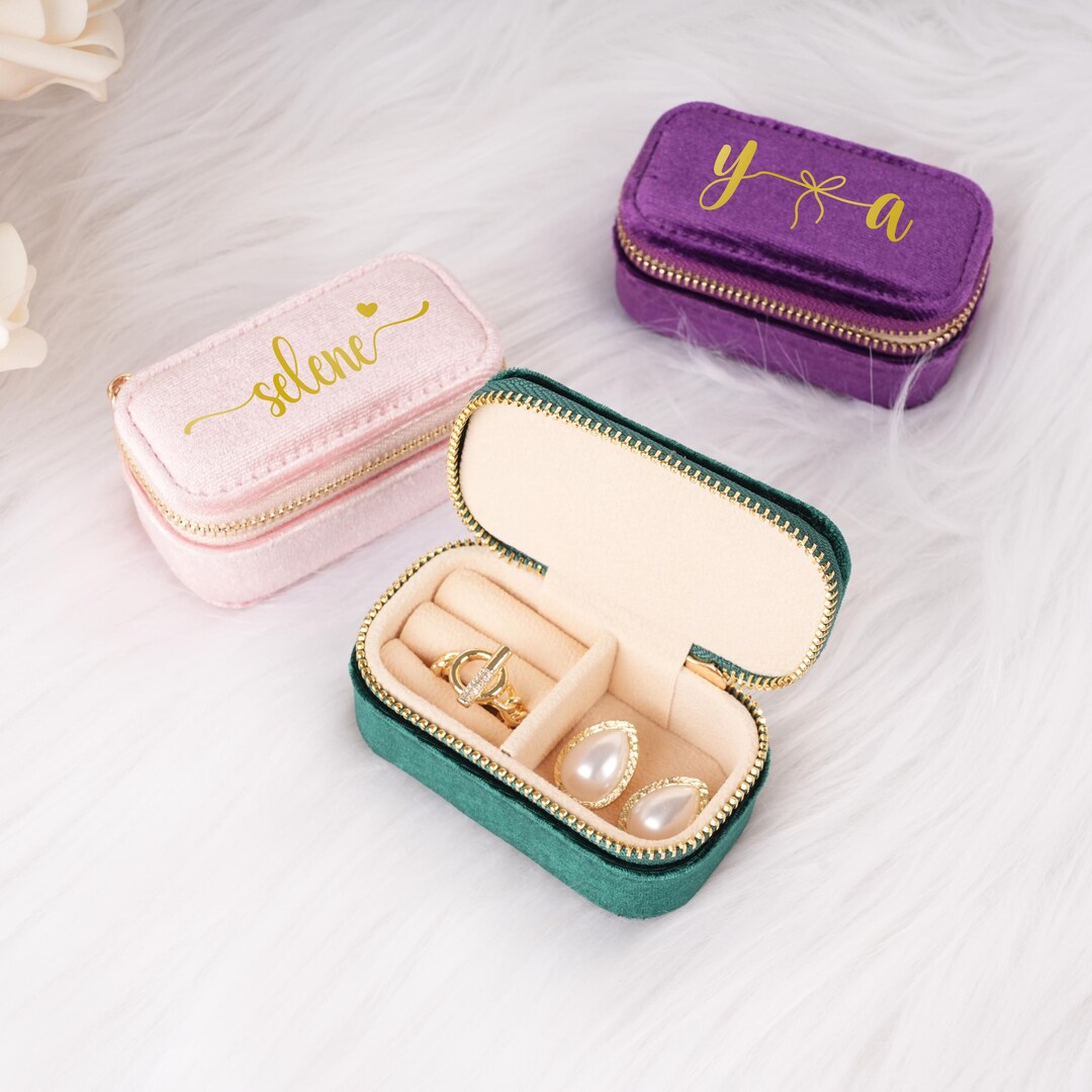Personalized Velvet Jewellery Box/ Custom Jewellery Boxes/ Custom Name ...