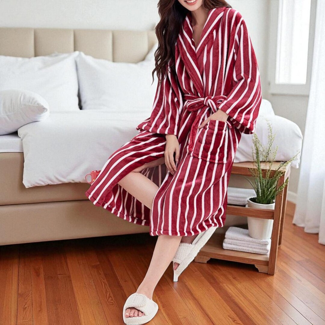 Striped Mid-length Nightgown: Women's Loose-fit Nightdress - Etsy