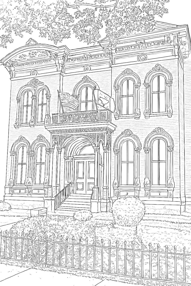 Architecture Coloring Pages Houses Vintage Antique Victorian - Etsy