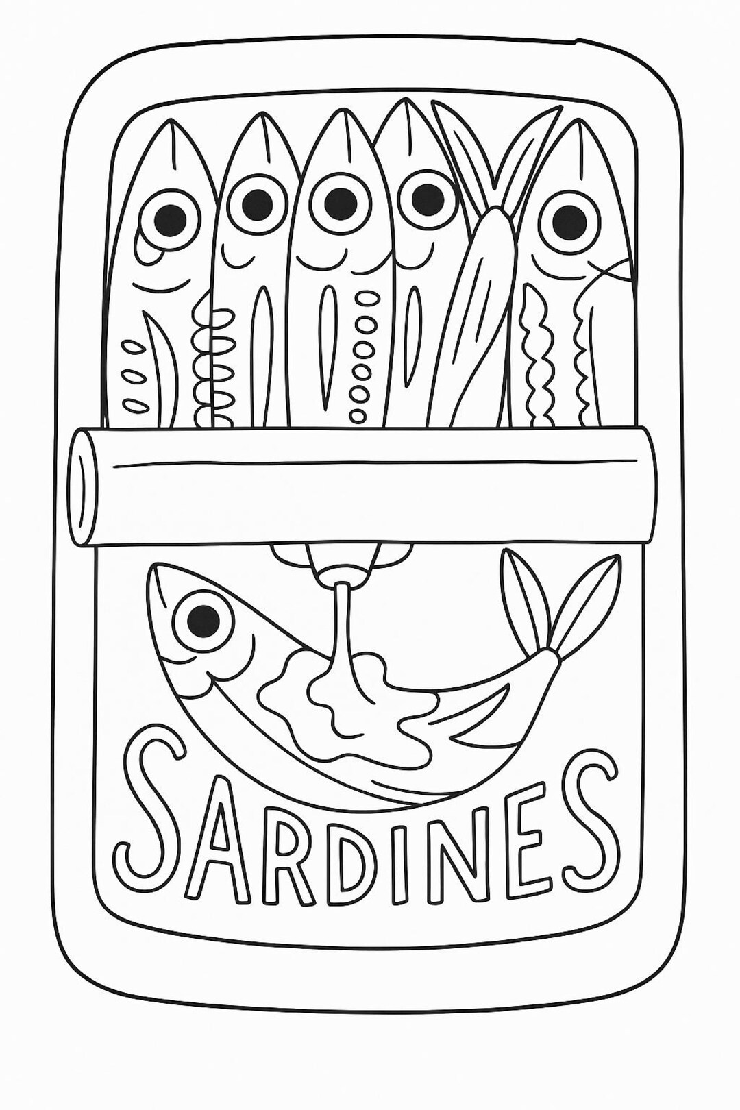 Sardines Dog Cat Coloring Pages Digital Fish Drawing - Etsy