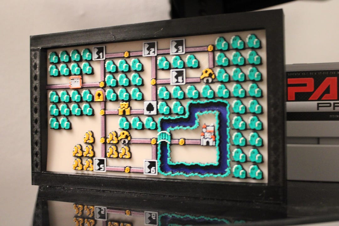 Super Mario Bros 3 (NES) World Map - 3D Printed Wall Art (179×110×15mm ...