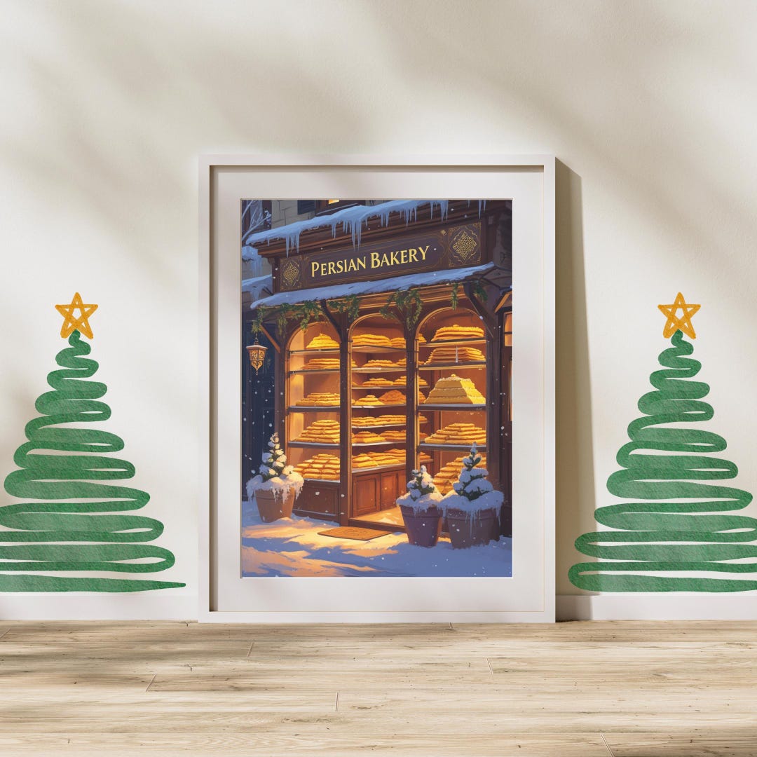 Persian Bakery Winter Snow Storefront Digital Download | Cozy Creative ...