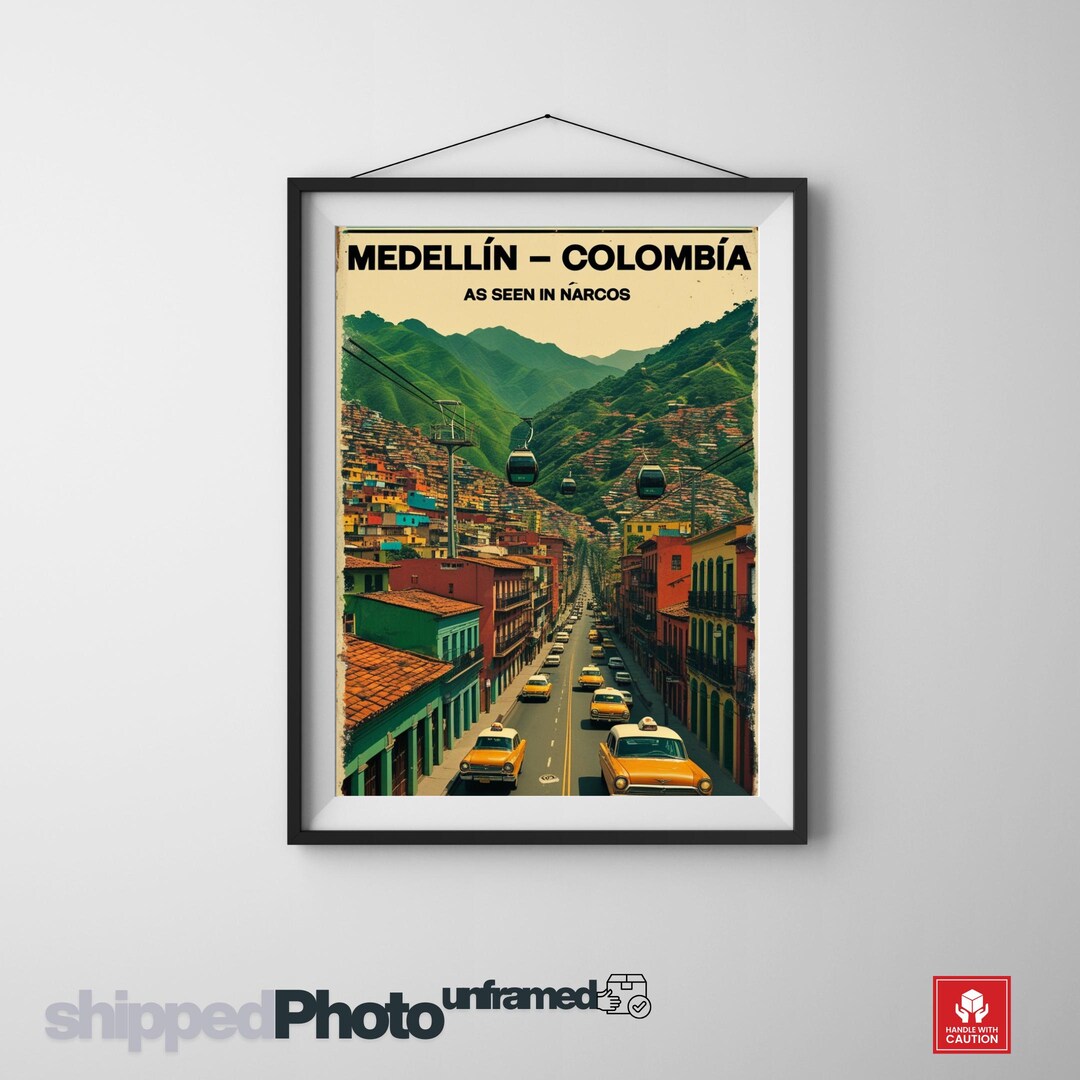 Colombia Medellin City Vintage Colors Poster Print, Narcos Pablo ...