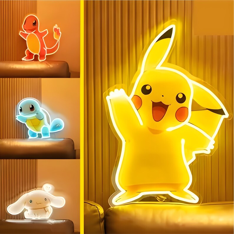 Custom Pikachu LED Neon Sign, Personalized Pokémon Wall Light, Kids ...