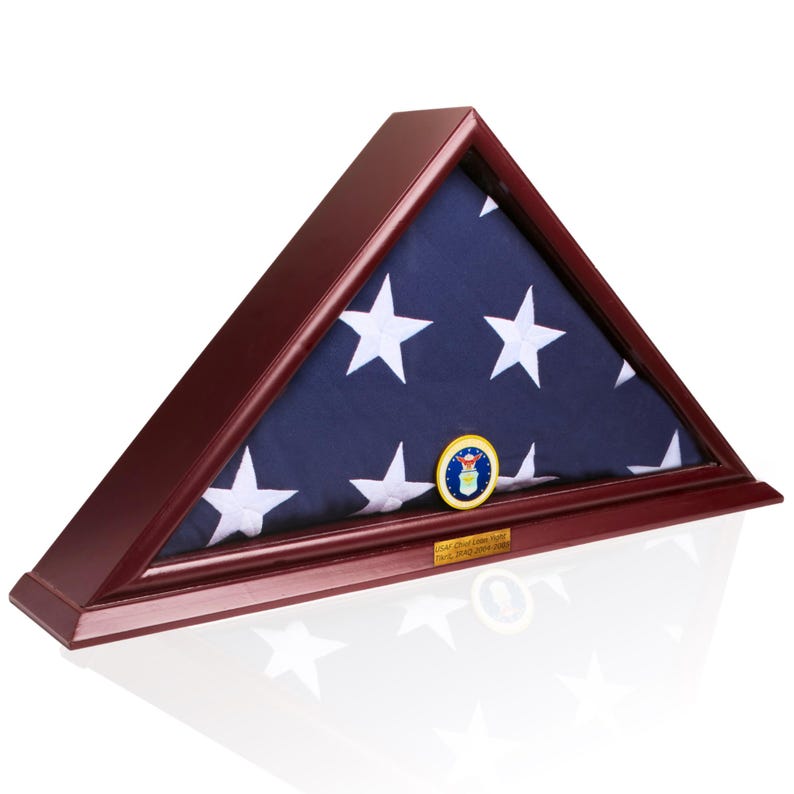 Solentra 5x9.5 Burial Flag Display Case, Custom Name Plate, Military ...