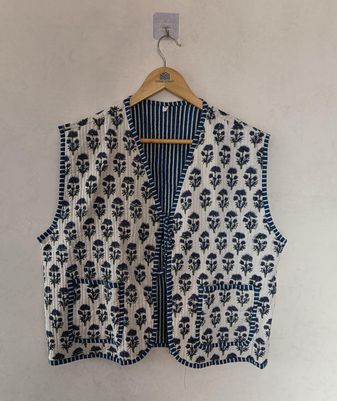 Reversible Kantha Quilted Cotton Vest: Floral Vintage Jacket - Etsy
