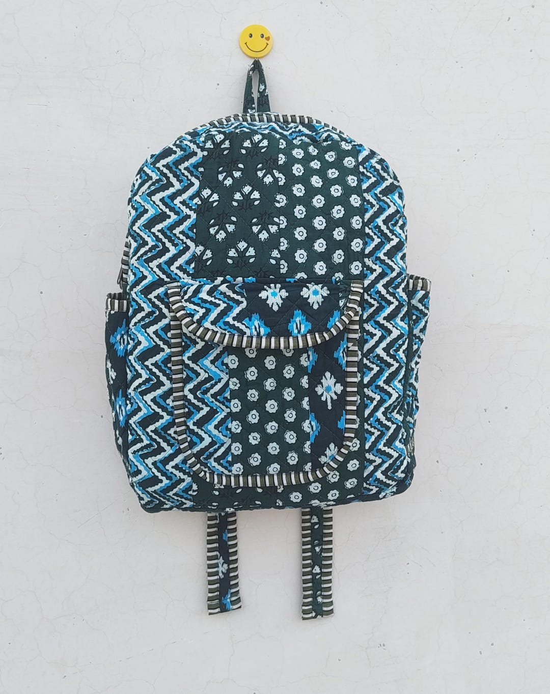 Handmade Indian Cotton Quilted Backpack: Boho Floral Travel Rucksack - Etsy