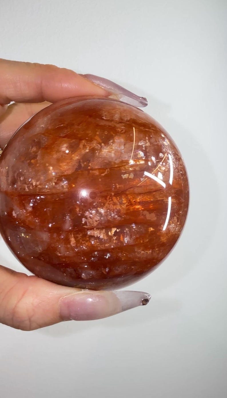Natural Brazilian Red Hematoid Quartz Sphere • Fire Quartz Crystal Ball ...
