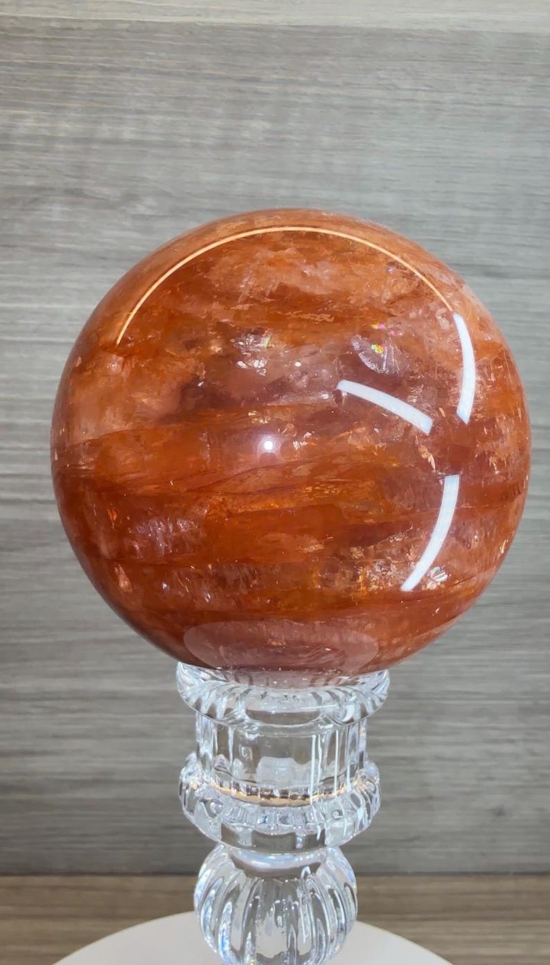 Natural Brazilian Red Hematoid Quartz Sphere • Fire Quartz Crystal Ball ...